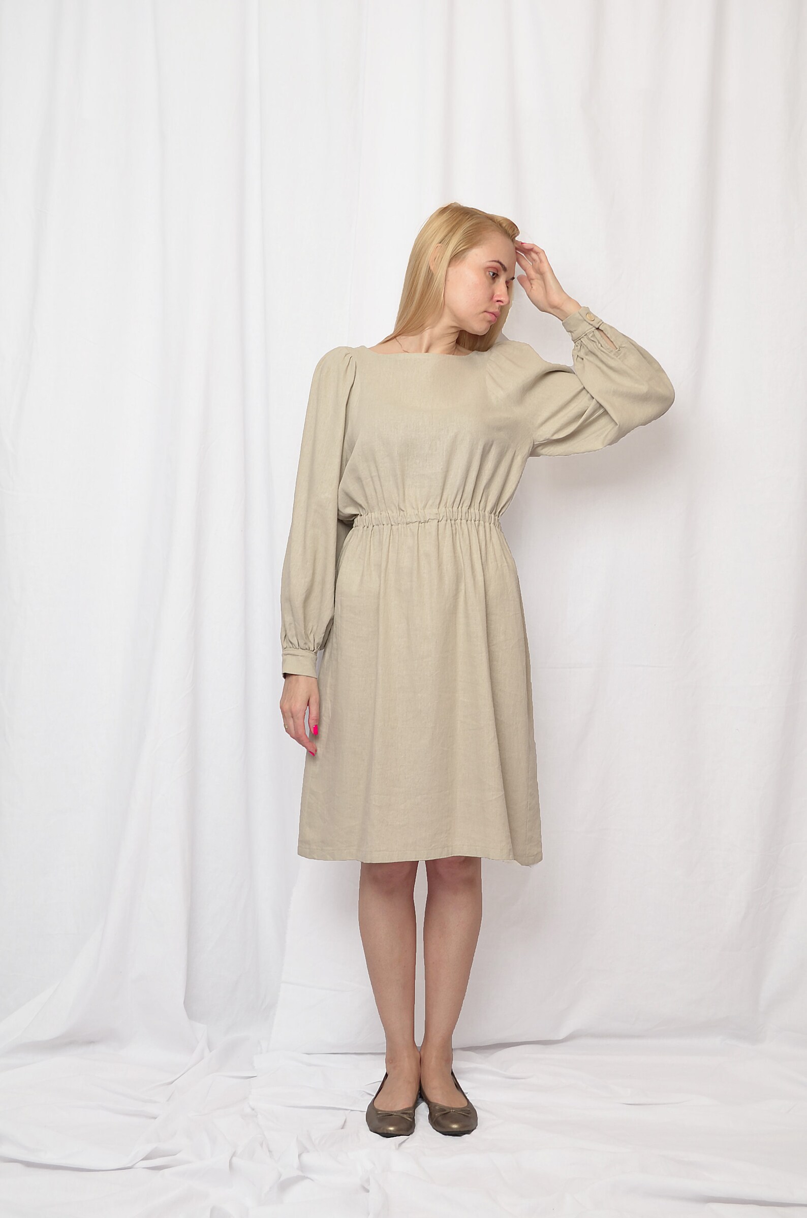 Linen Womens Clothing Dress for Women Beige Linen Dress - Etsy