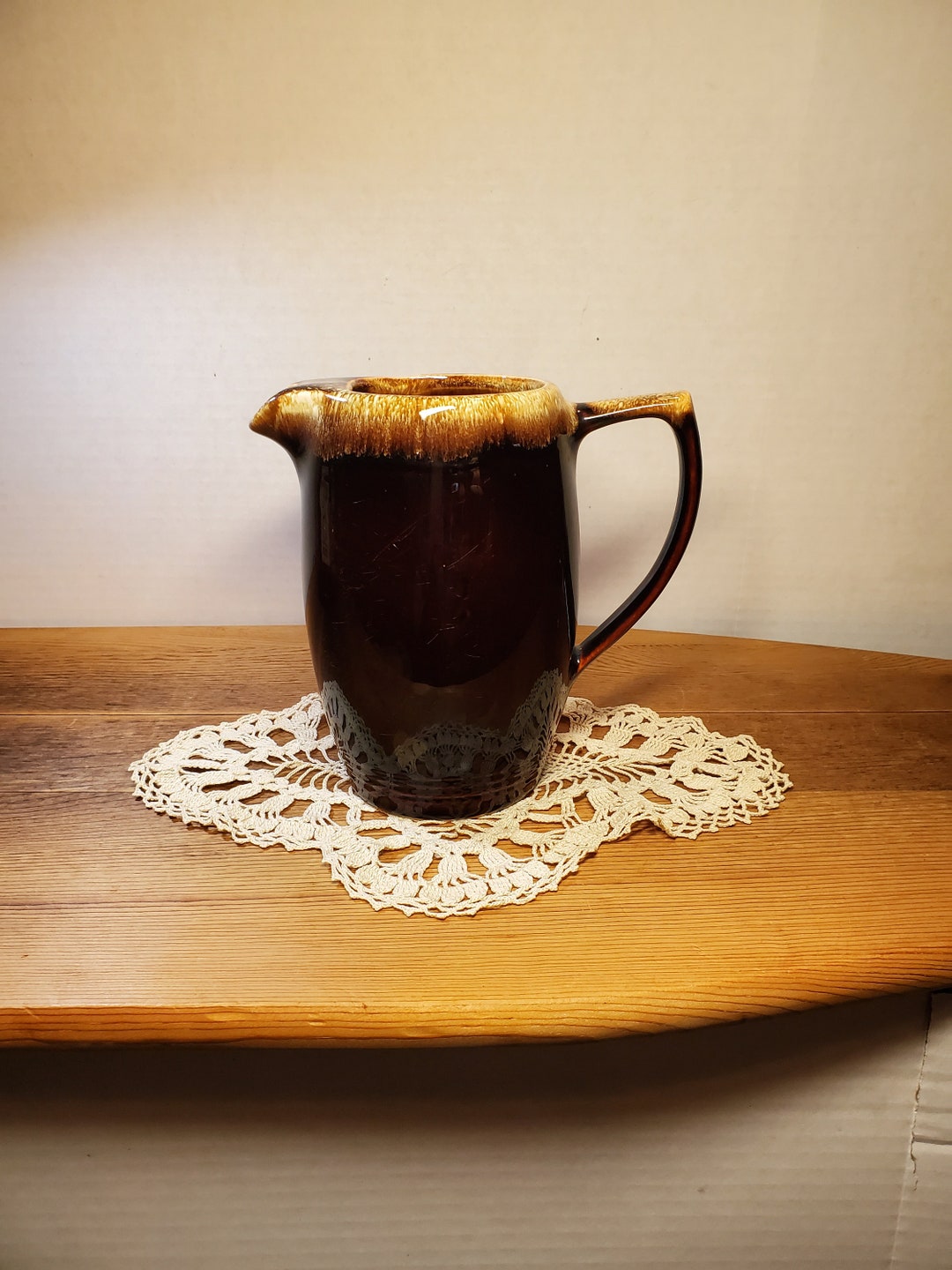 Mid Century Pfaltzgraff 415 Brown Drip Pitcher With Ice Lip - Etsy