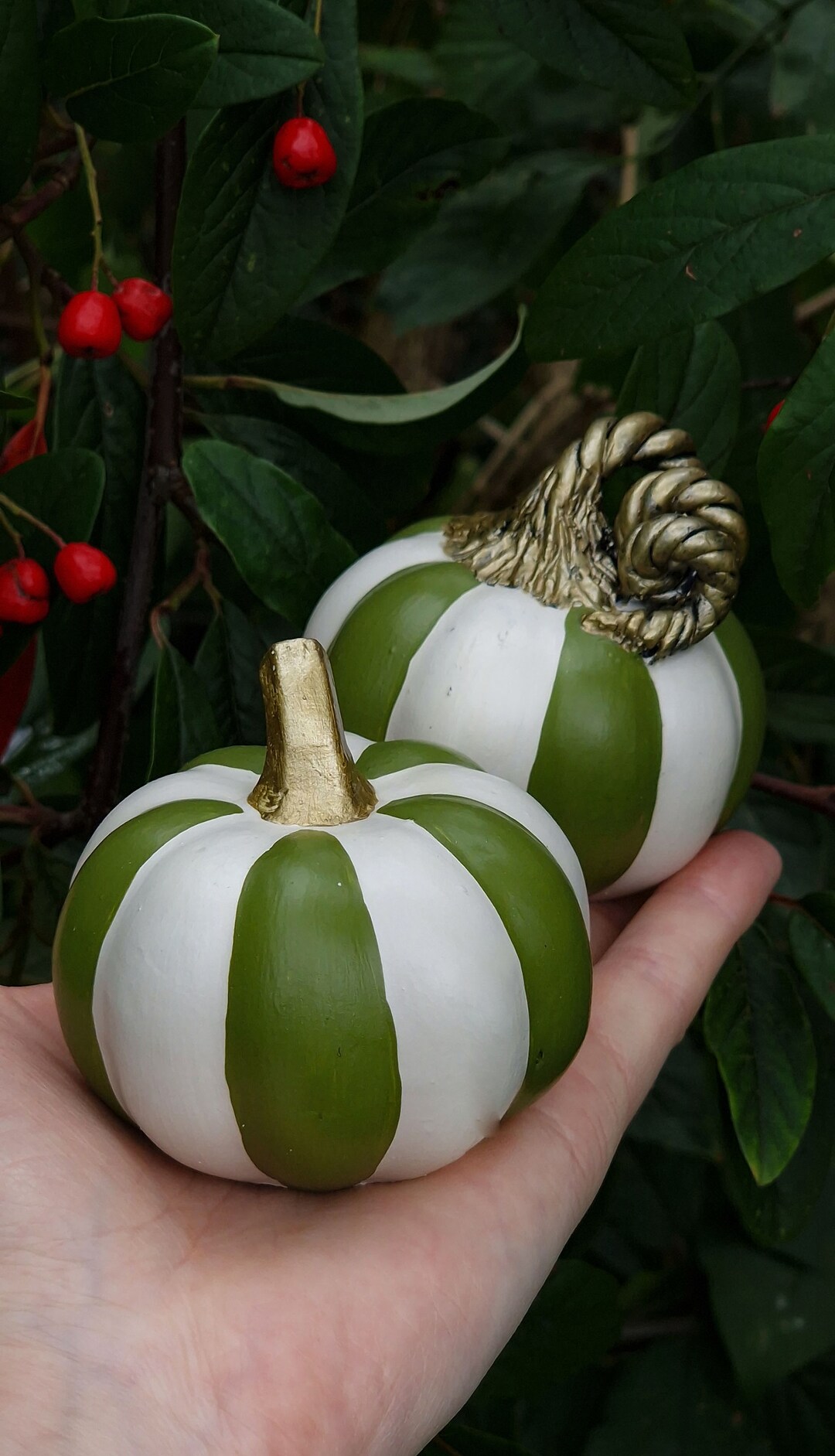Green Striped Pumpkins Outdoor and Indoor Halloween Ornaments - Etsy