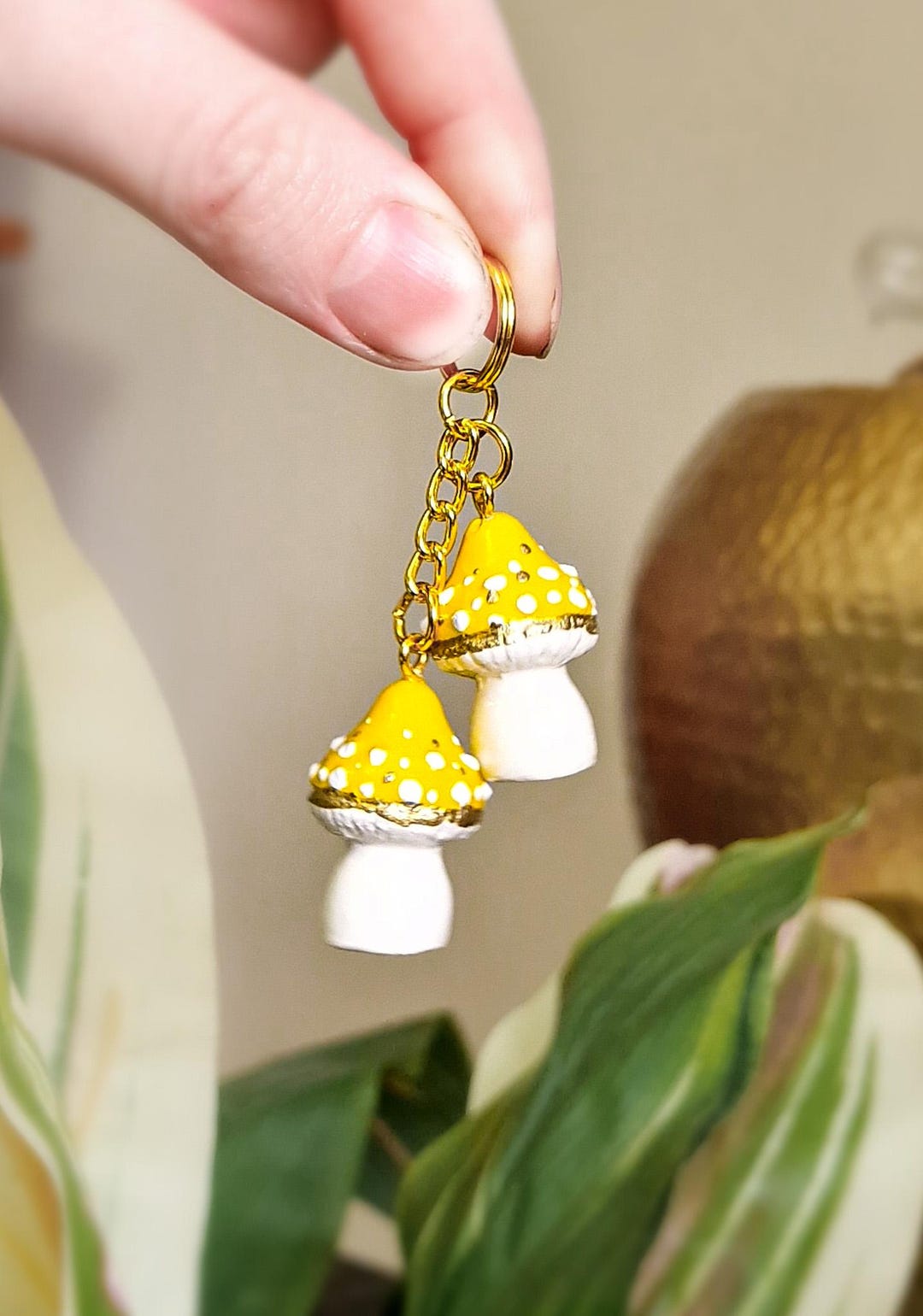 Fung-keys Twin's Mushroom- Cement Keychain - Etsy