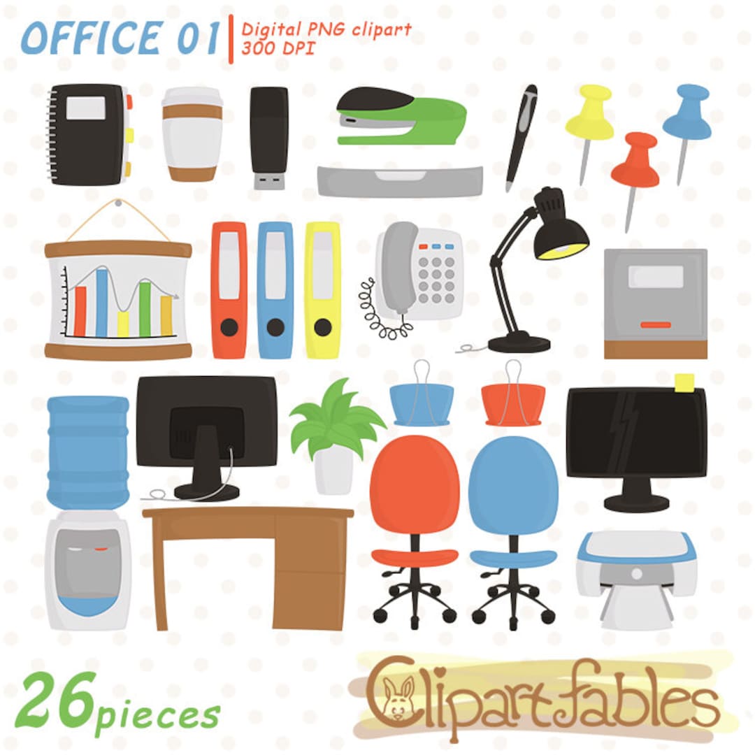 HOME OFFICE Clipart, Work Supplies, Digital Png Clipart, INSTANT ...