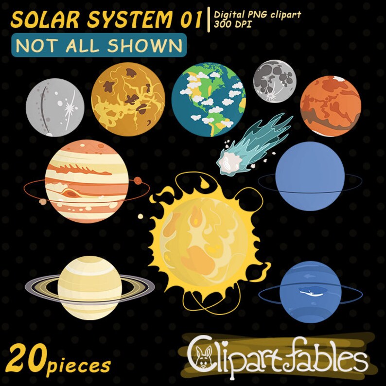 Cute SOLAR SYSTEM clipart Planet clip art Outer space art | Etsy