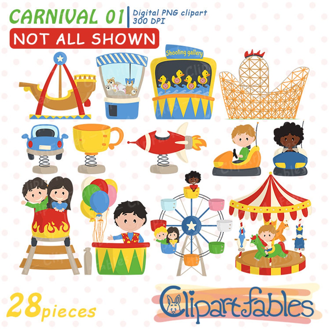 Cute CARNIVAL Clipart, Amusement Park Clip Art, Kids Playground Clip ...