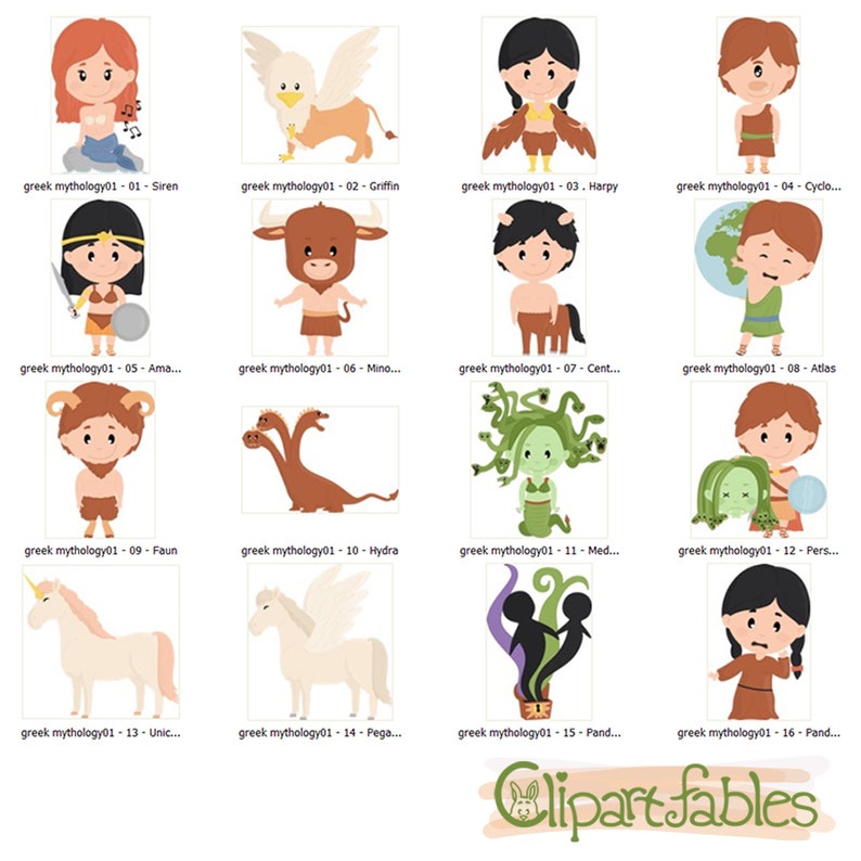 GREEK MYTHOLOGY Clipart, Ancient Greece, Immortal, Gorgon, Hydra ...