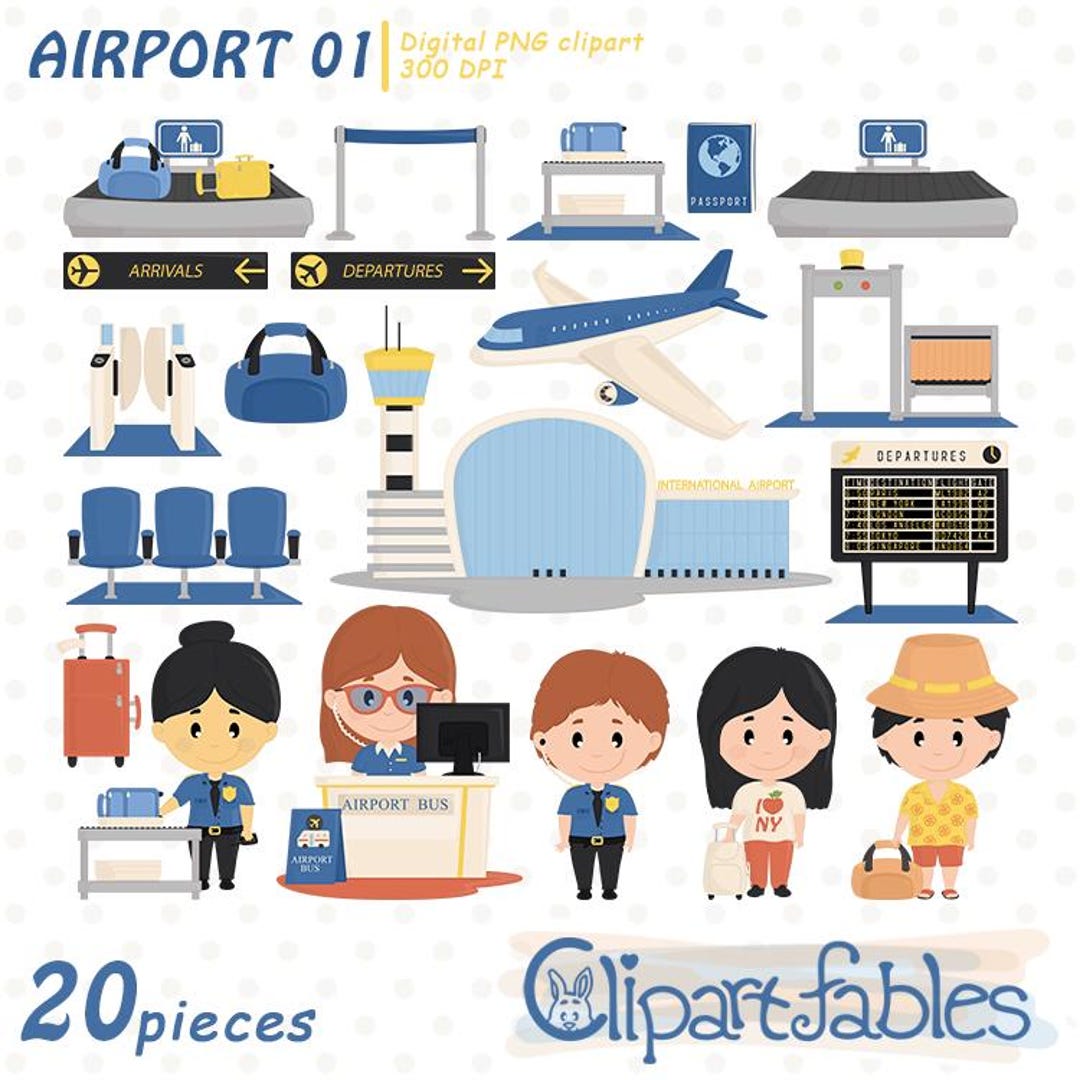 AIRPORT Clipart, Check-in, at the Airport Clip Art, Aircraft, Travel ...