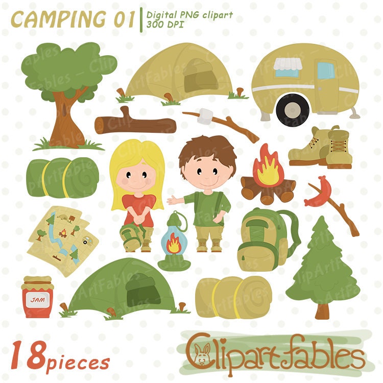 Kids Hiking Clip Art