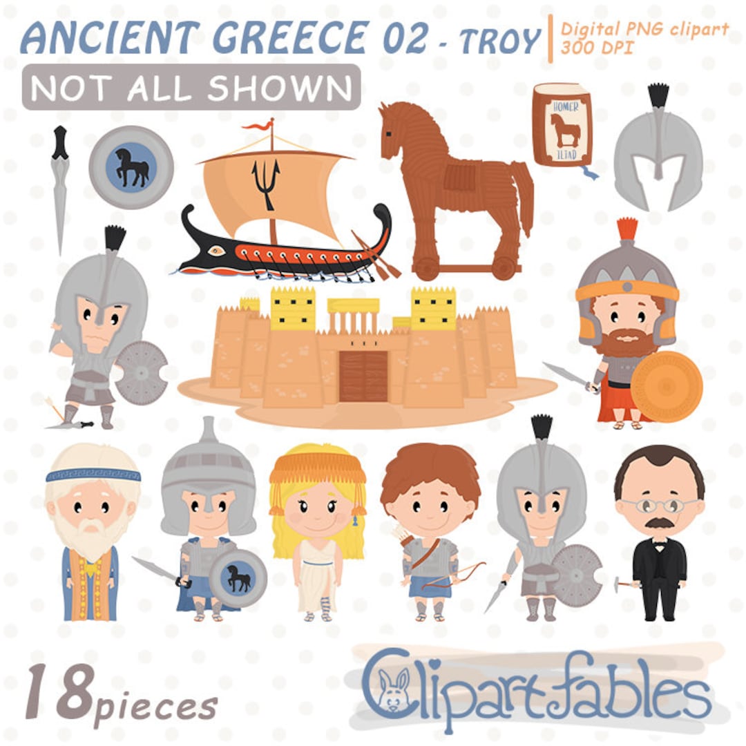 TROJAN WAR Clipart, Ancient Greece, Homer, Greek Epic, Iliad, Trojan ...