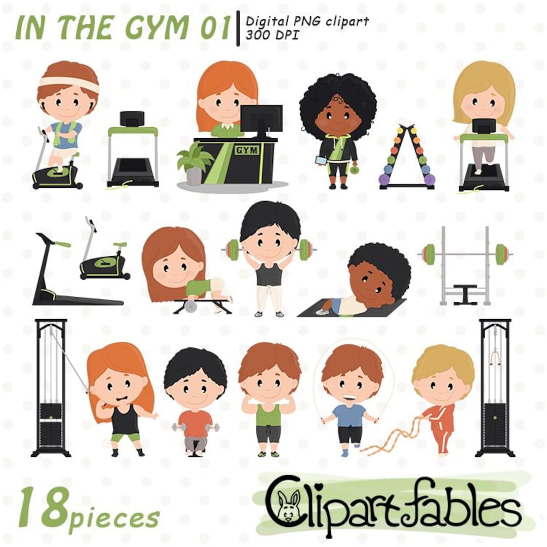 GYM Clipart, Fitness Illustration, Workout, Health Exercise, Sweet ...