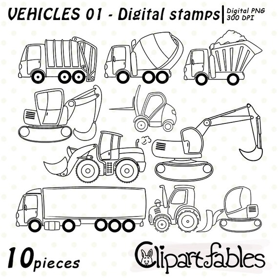 UNDER CONSTRUCTION digital stamps Cute TRUCK clipart Tractor | Etsy