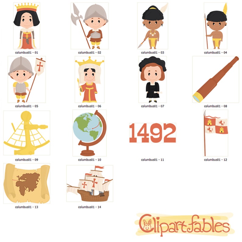 COLUMBUS clipart Discovery of America 1492 clip art set - Etsy México