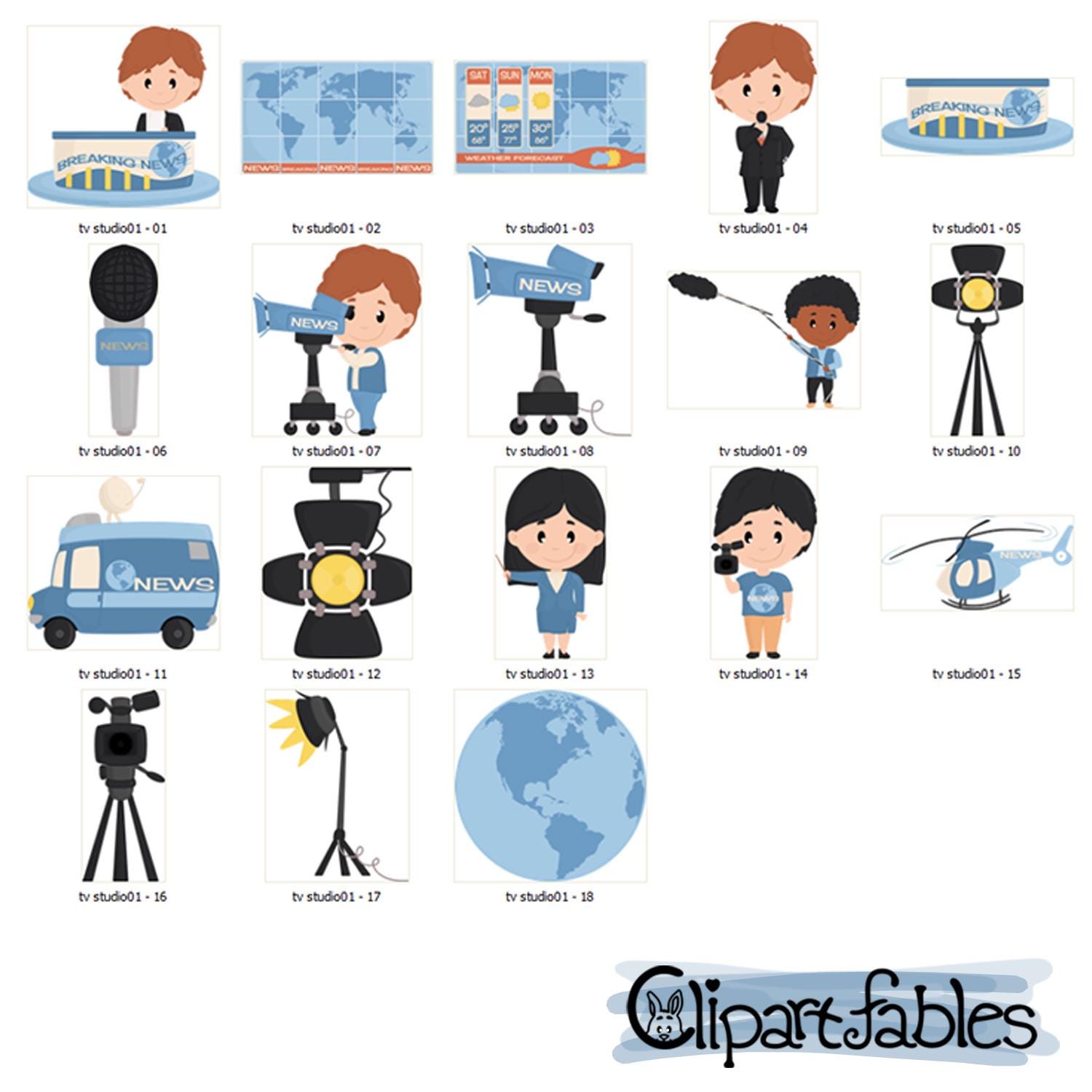 TV STUDIO Clipart, News Reporter Art, Reporter Kids, Weather Forecast ...