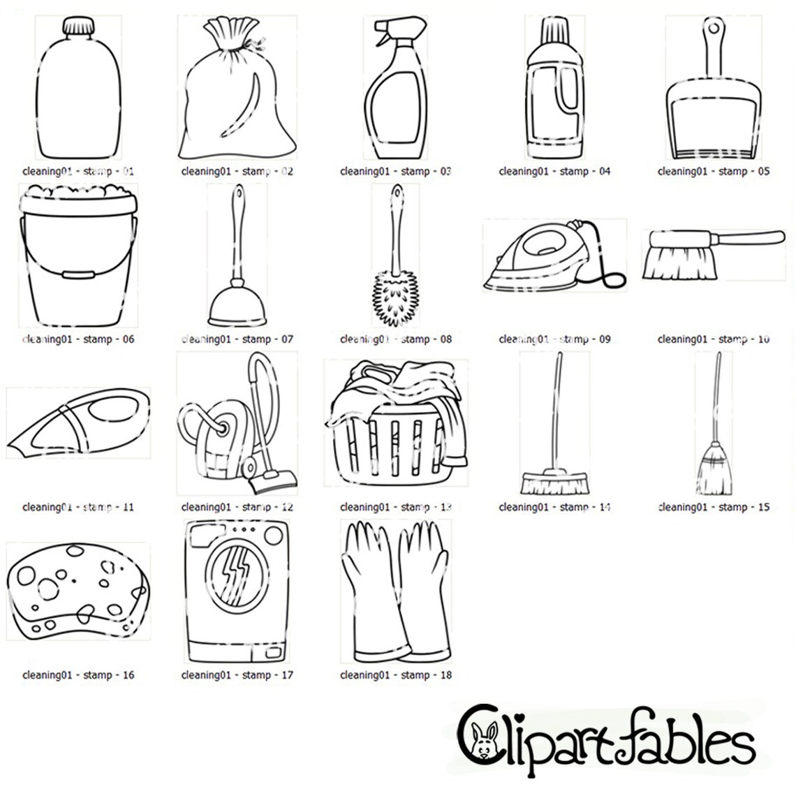 CLEANING Outlines, INSTANT Download, Digital Stamps, Spring Cleaning ...