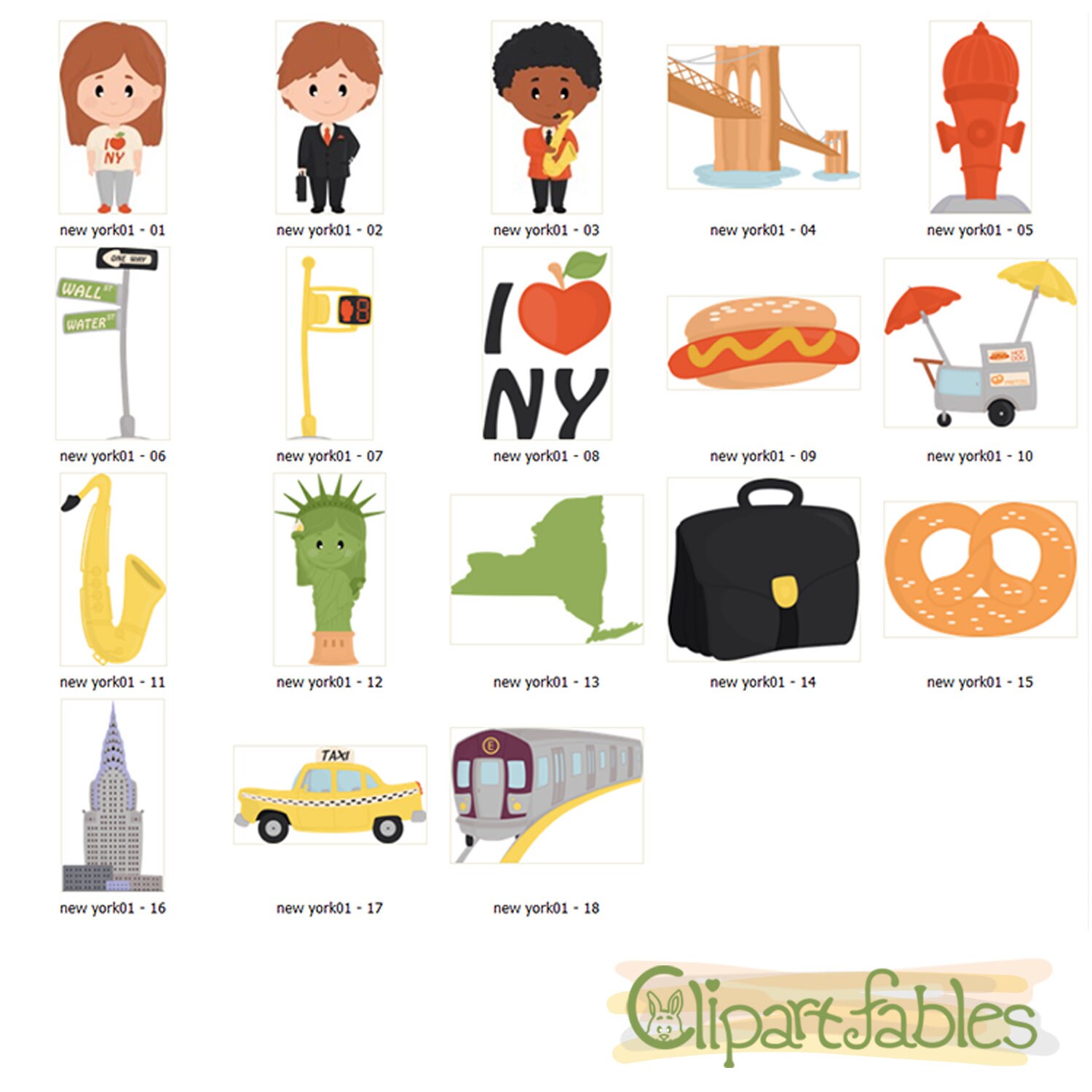 NEW YORK Clipart, Travel in the Usa, I Love NY, Big Apple, Manhattan ...