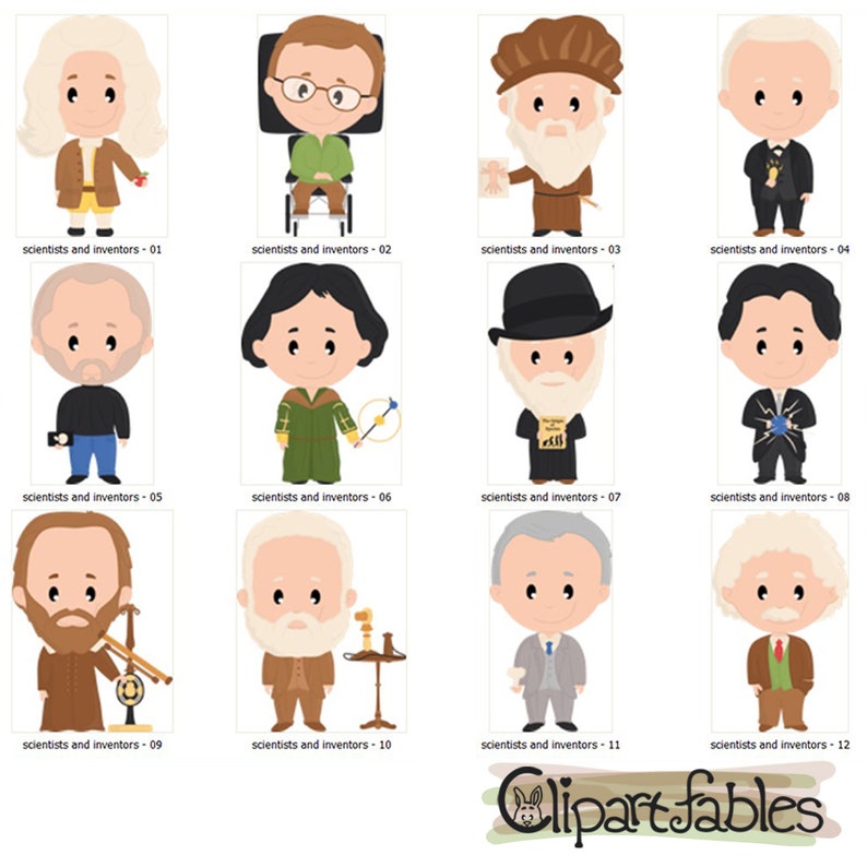 MEN'S HISTORY Clipart SCIENTIST and Famous Inventors Men - Etsy