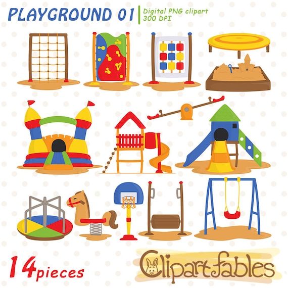 PLAYGROUND Clipart Slide Sandbox Park Playground Activity - Etsy