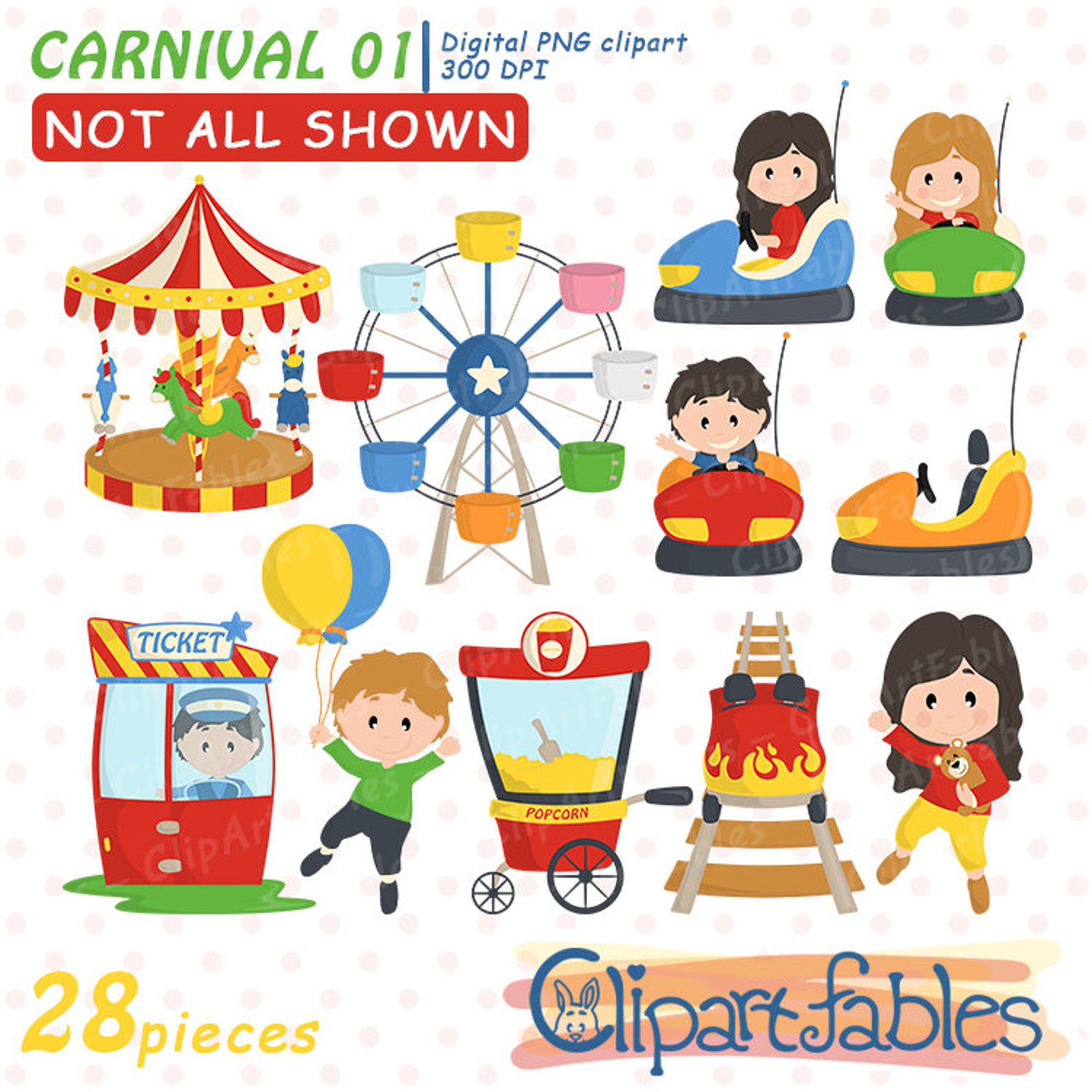 Cute CARNIVAL Clipart, Amusement Park Clip Art, Kids Playground Clip ...