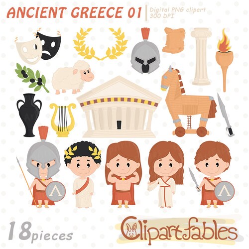 Greece Clip Art Ancient Greece Clipart Travel Clipart Greek - Etsy