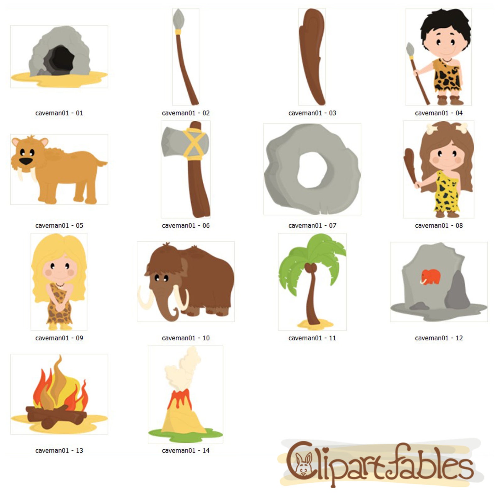 Cute ICE AGE Clipart Cave Man Clip Art Prehistoric Design - Etsy UK
