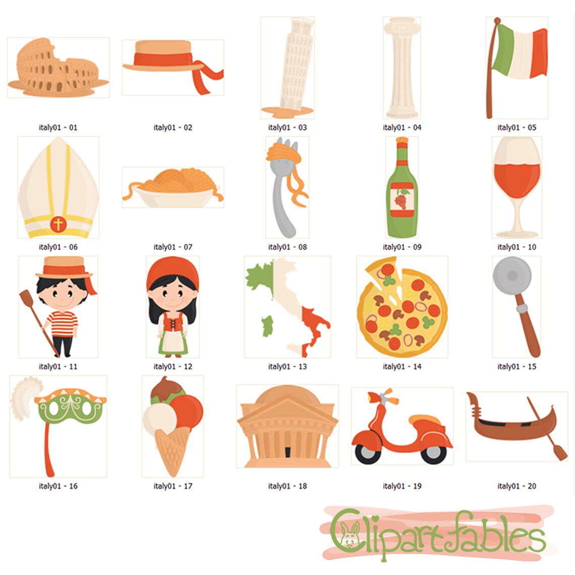 Cute ITALY Clipart, Rome Clip Art, Pizza, Countries of the World ...