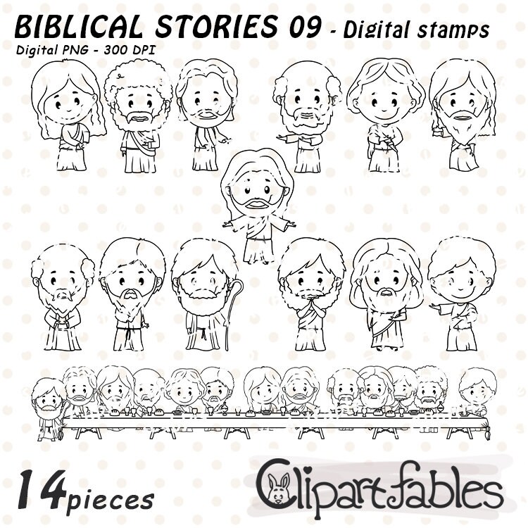 JESUS and the 12 APOSTLES Digital Stamps the Last Supper - Etsy