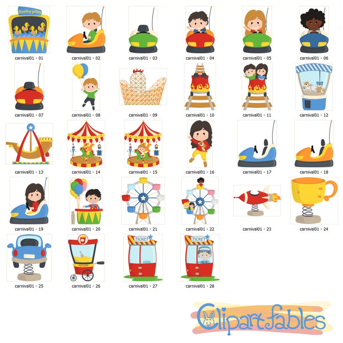 Cute CARNIVAL Clipart, Amusement Park Clip Art, Kids Playground Clip ...