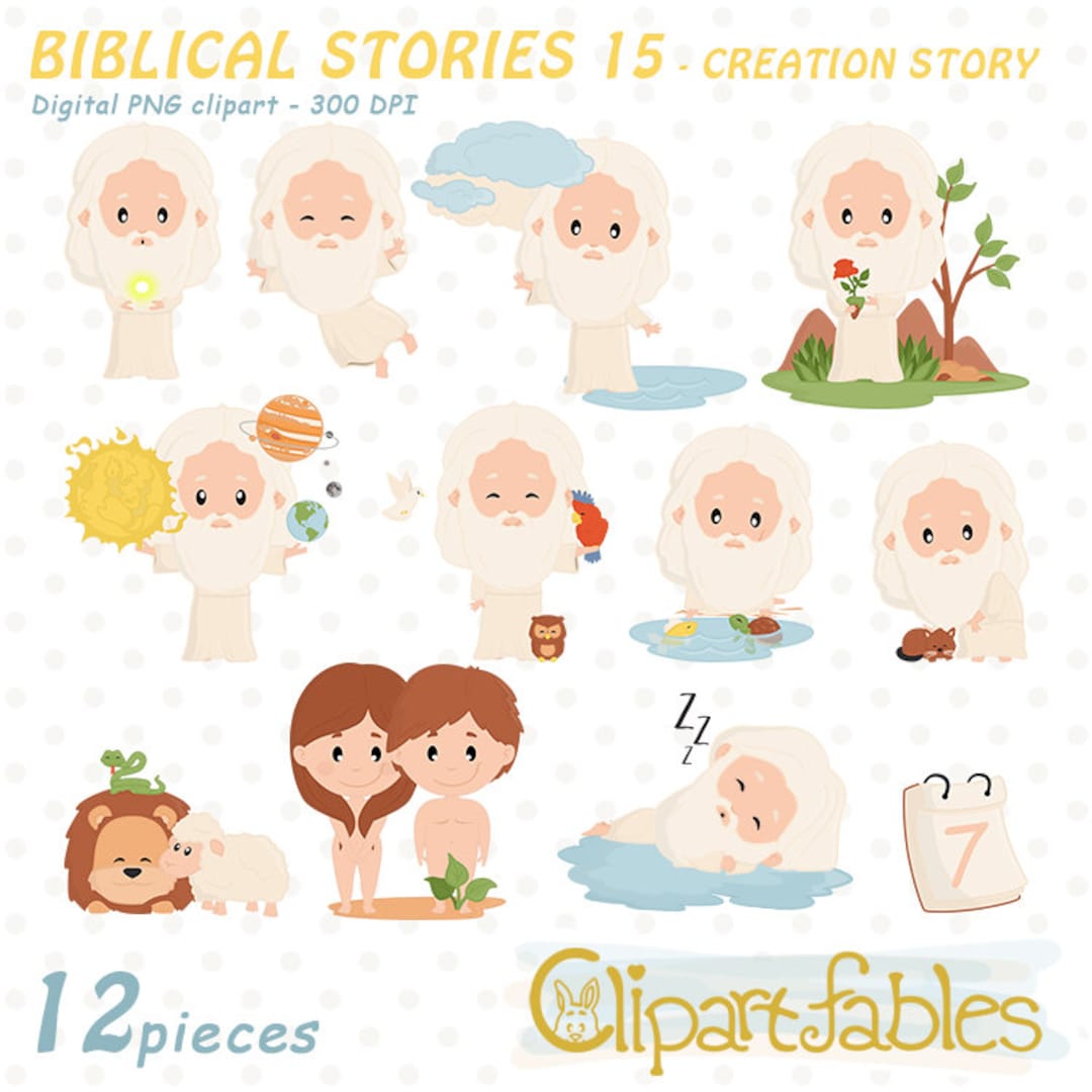 THE STORY of CREATION Clipart, Biblical Story for Kids, Genesis ...