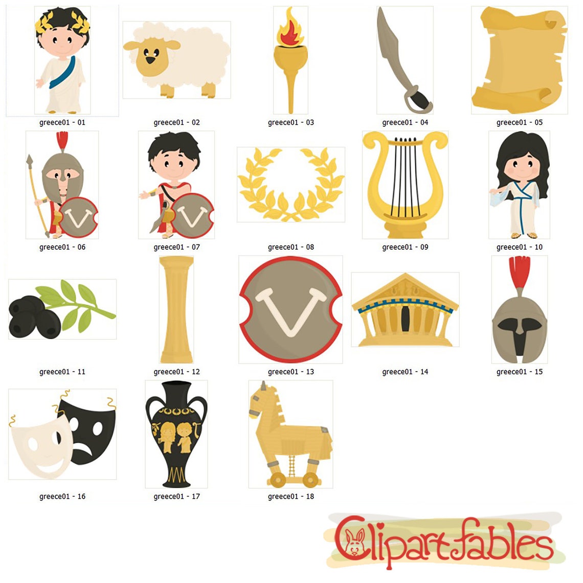 Cute ANCIENT GREECE clipart Travel clip art Sparta King | Etsy