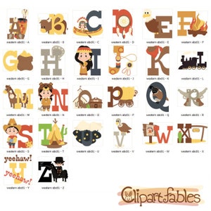 Cute WESTERN Clipart, English ALPHABET for Kids, Native American, Child ...