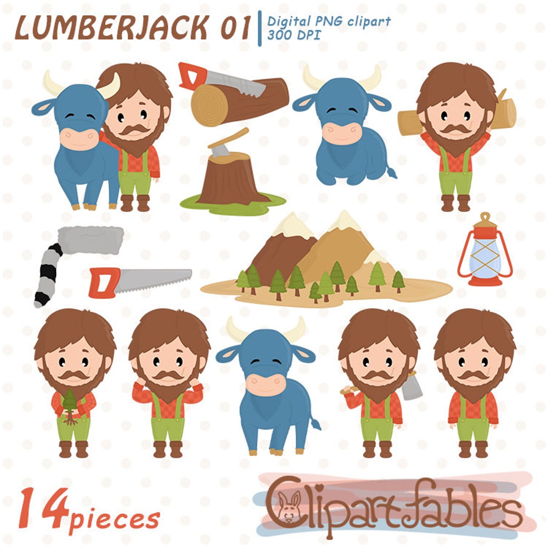 LUMBERJACK Clipart, Wilderness, North American Workers, Funny ...