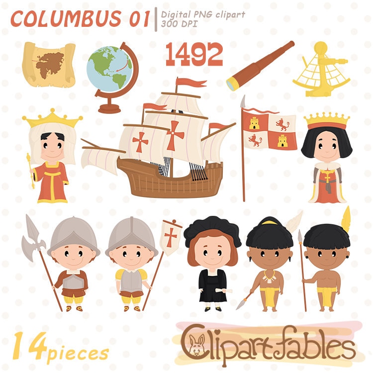 COLUMBUS Clipart, Discovery of America, 1492 Clip Art Set, Christopher ...