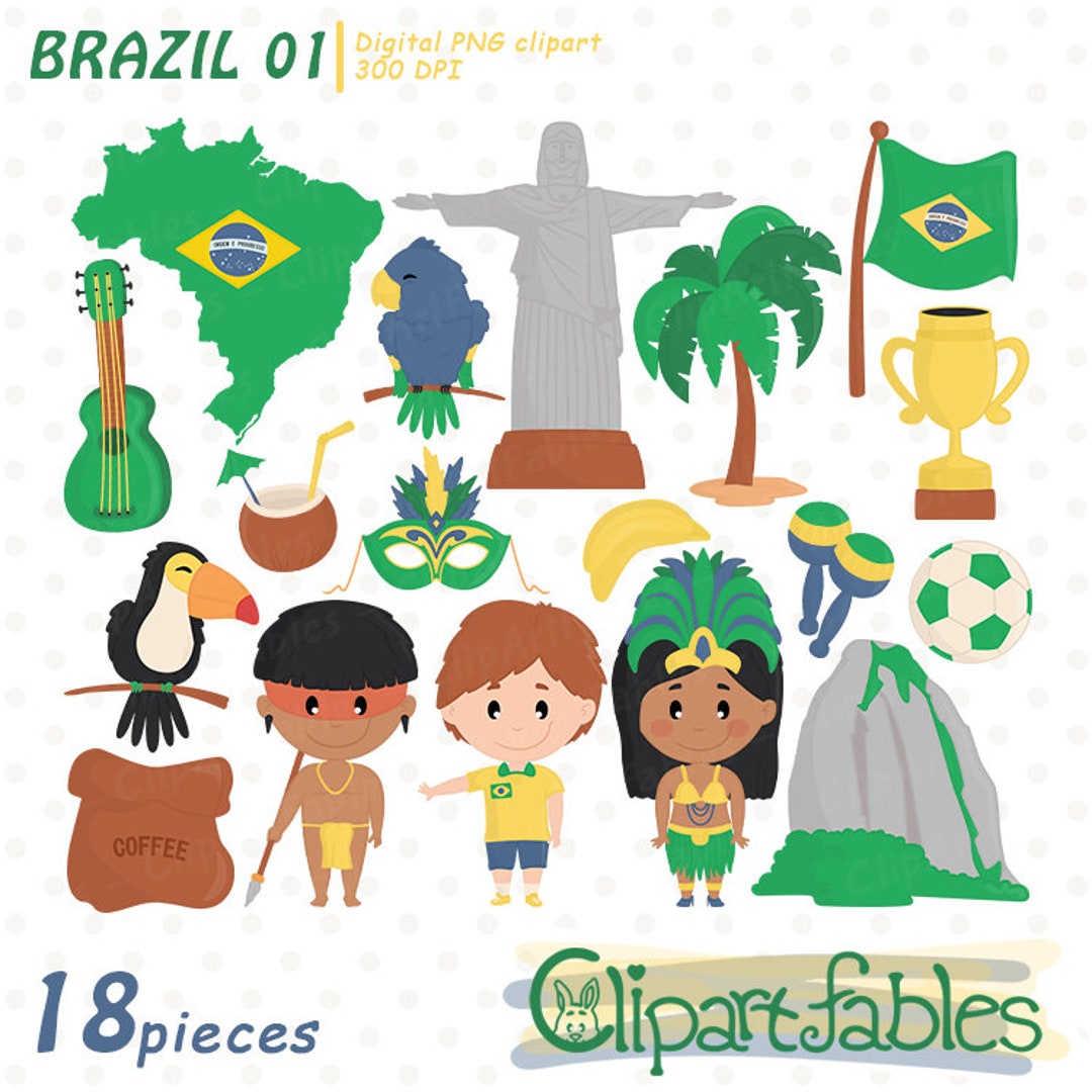 BRAZIL Clipart, Brazilian Clip Art, Rio De Janeiro, Christ the Redeemer ...