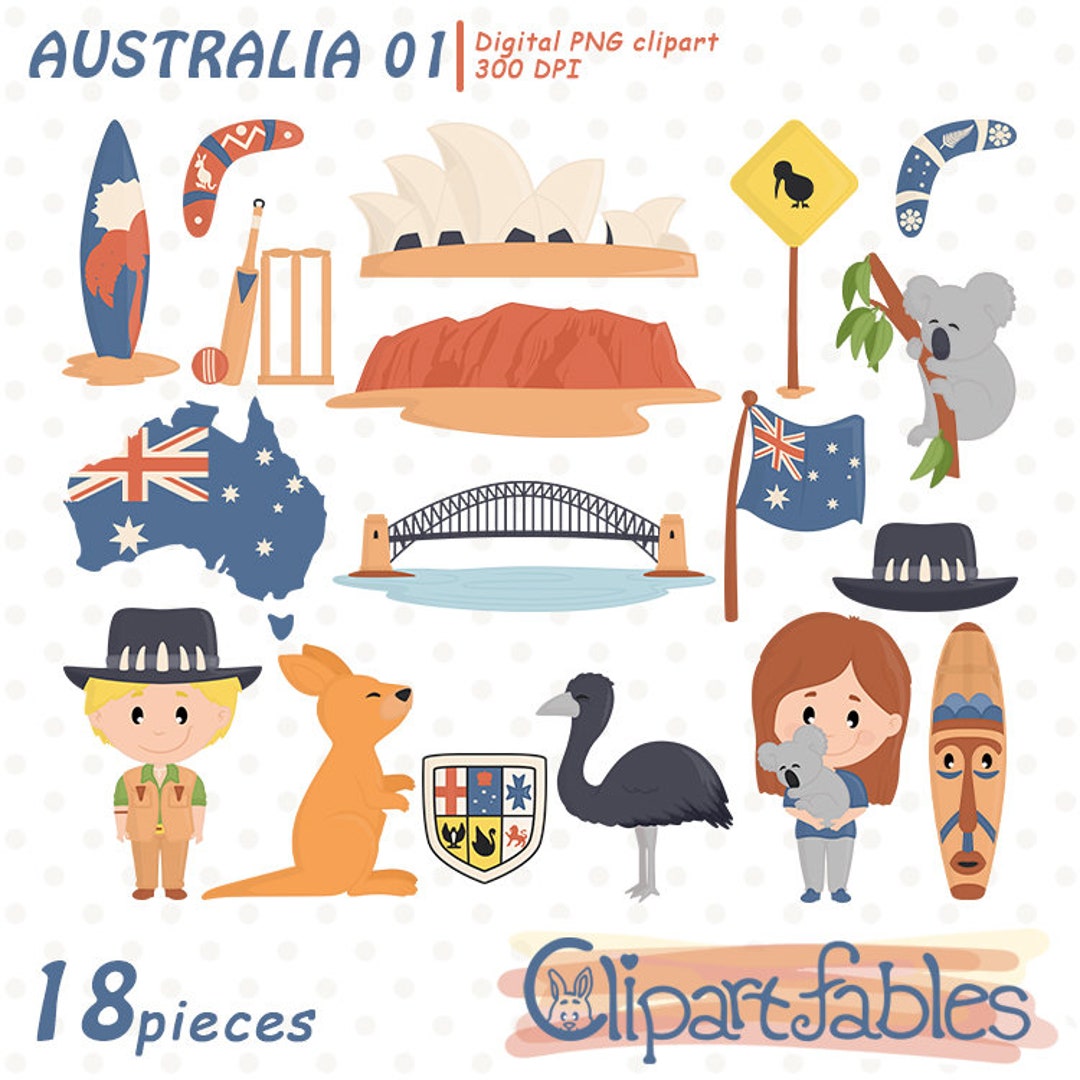 Cute AUSTRALIA Clipart, Australian Animals, Oceania, Symbols of ...
