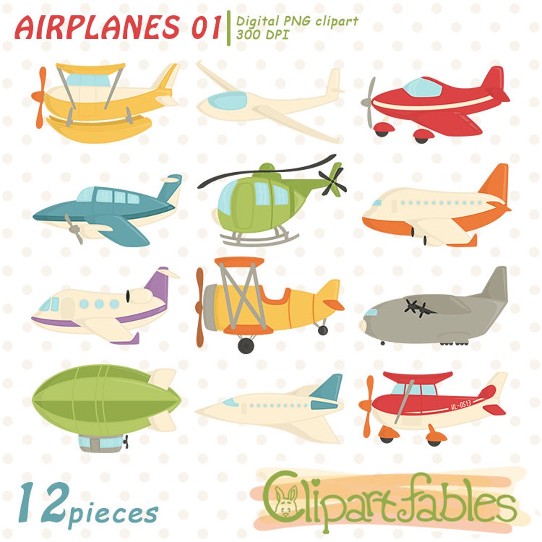 AIRPLANE Clipart, Airplane Illustrations, Helicopter and Passenger ...