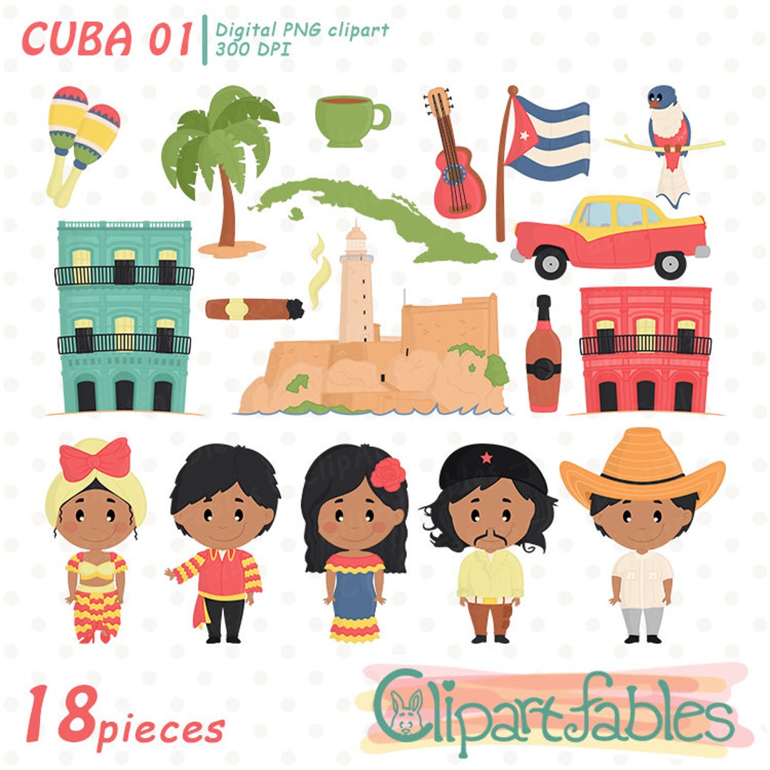 CUBA Clipart, Colorful Havana, Salsa Music, Cute Dancer Kids, Cuban ...