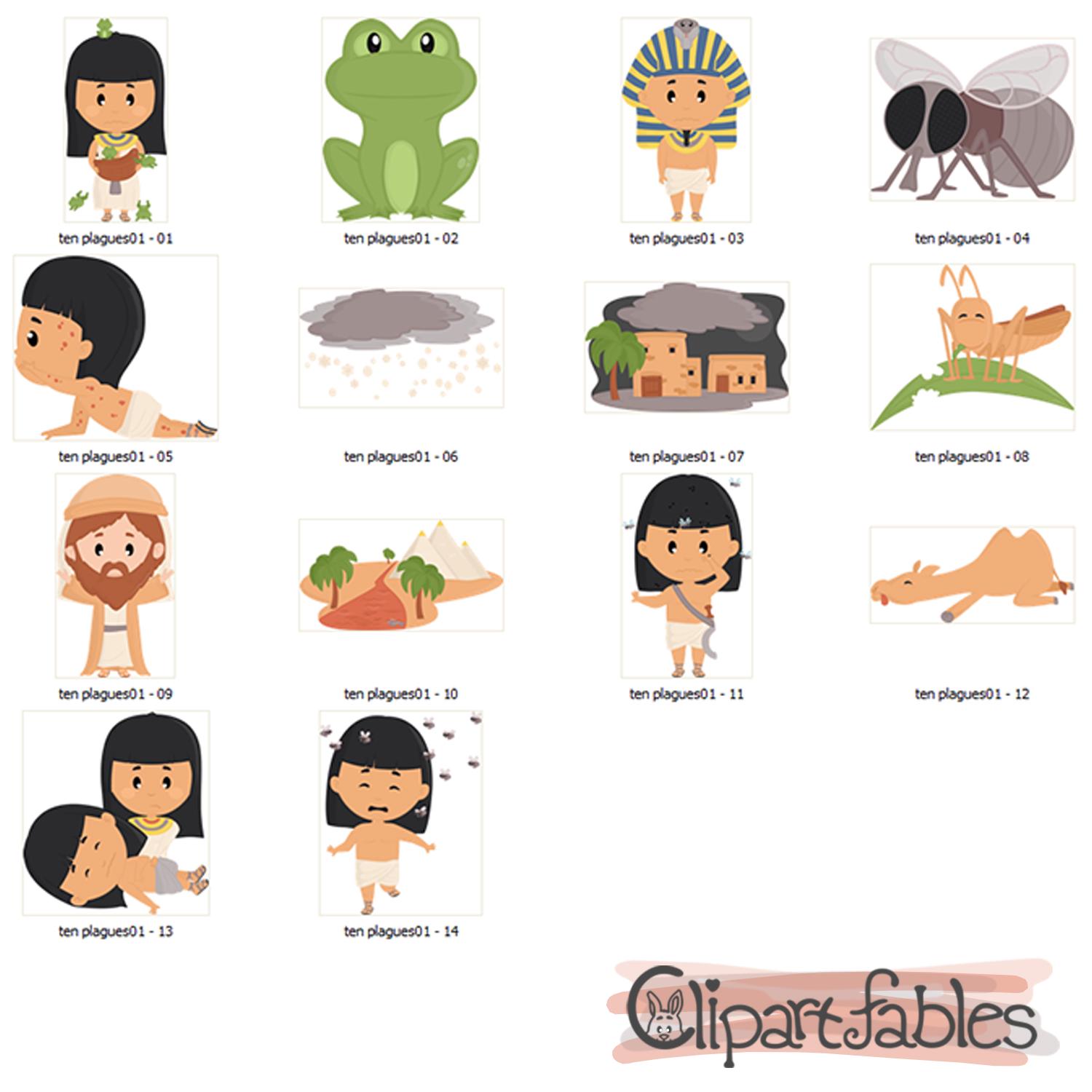 TEN PLAGUES of Egypt Clipart, Holy Bible, Christian Story, Instant ...