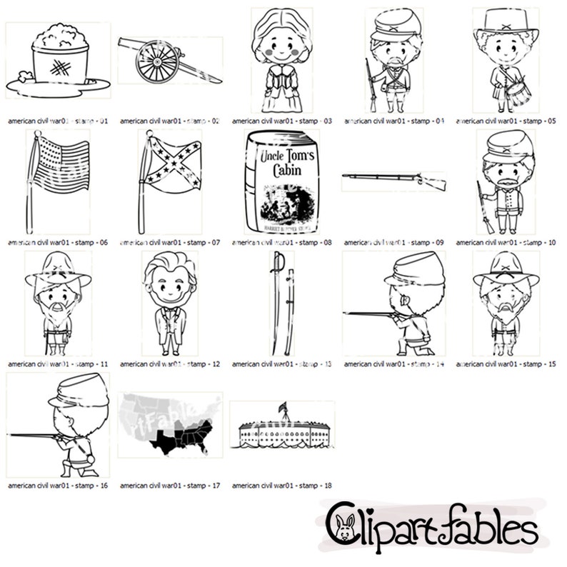 AMERICAN CIVIL WAR Digital Stamps, American History Outline, Abraham ...