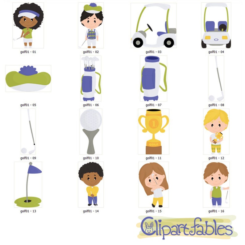 Cute GOLF Clipart, Golfing Design, Scrapbooking, Golfing Girls and Boys ...