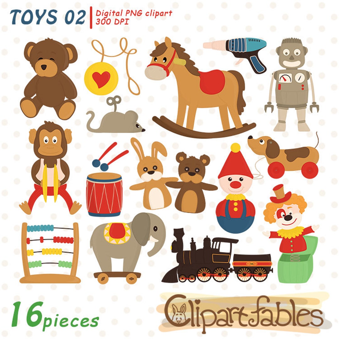 Cute RETRO TOYS Clipart, Wooden Toys, Cymbal Monkey, Yoyo Clip Art ...