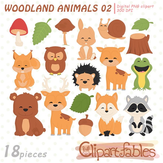 WOODLAND Animals Clipart Cute FOREST ANIMALS Digital Clip - Etsy