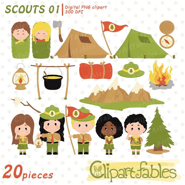 Cute SCOUT Kids Cilpart for Kids Outdoor Explorer Clip Art - Etsy