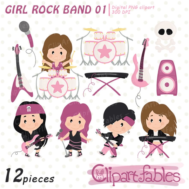 Cute Girl ROCK STAR Clipart Music Clip Art Rockstar Pop and - Etsy