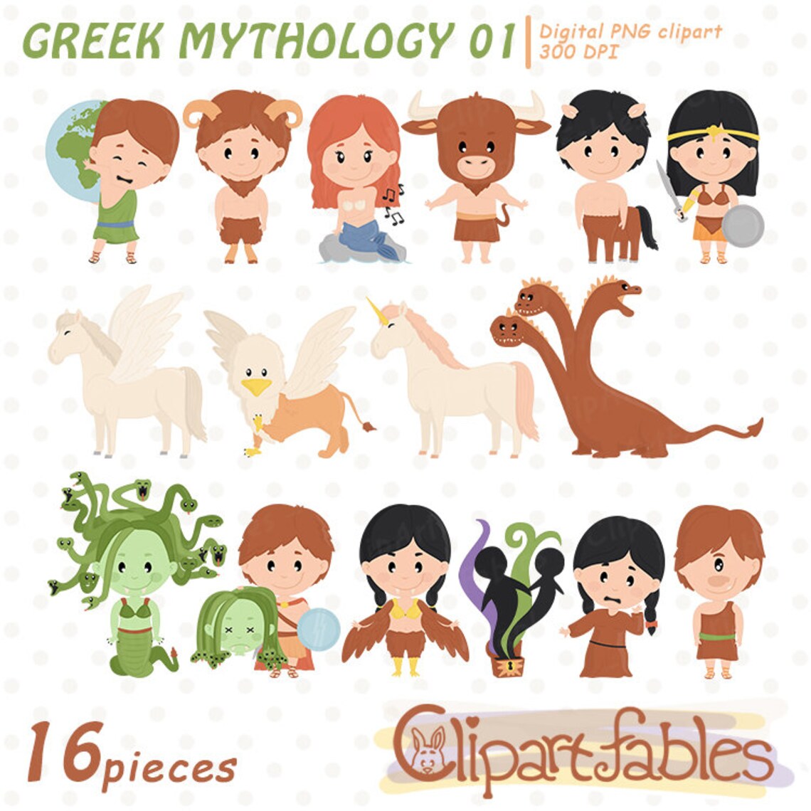 GREEK MYTHOLOGY Clipart, Ancient Greece, Immortal, Gorgon, Hydra ...