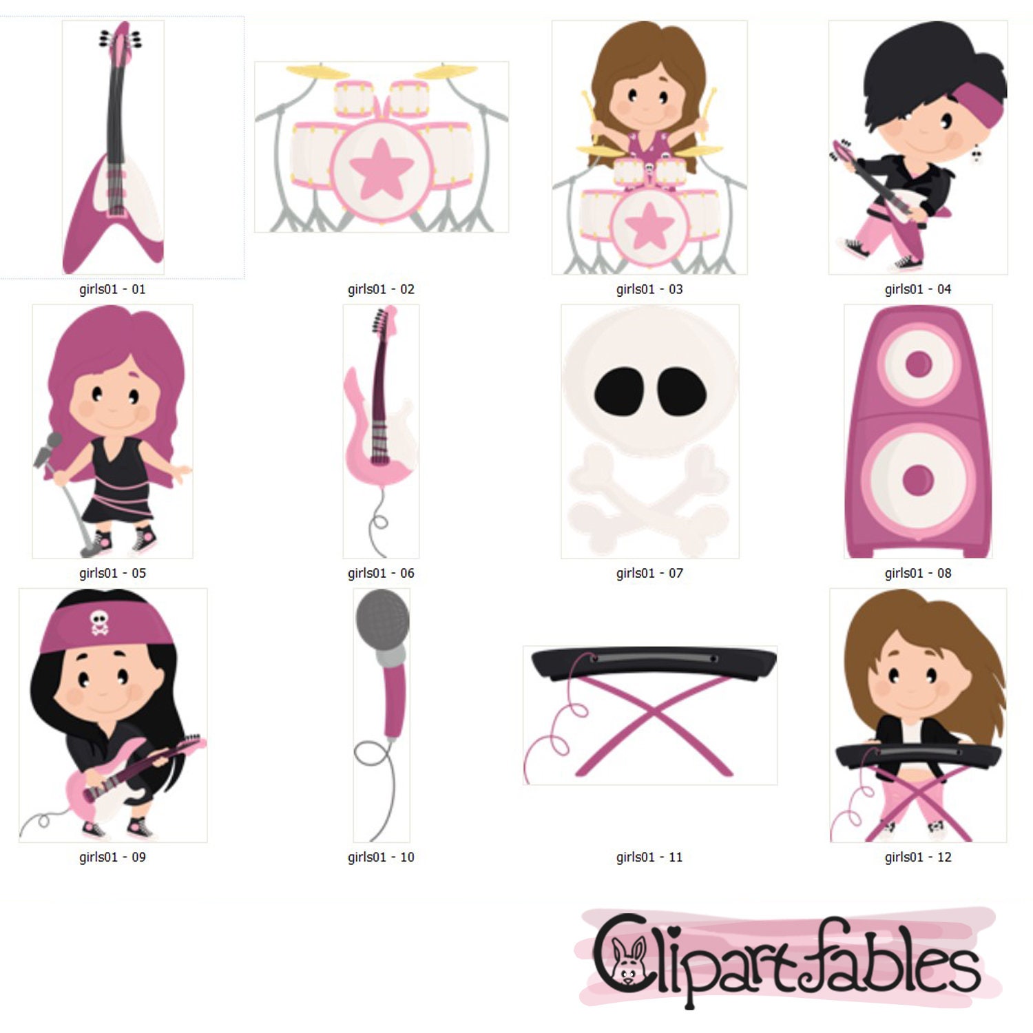 Cute Girl ROCK STAR Clipart Music Clip Art Rockstar Pop and - Etsy