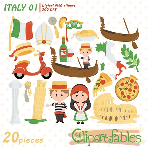 Italian Clip Art Italy Clipart Pizza Clipart Pasta Food Rome - Etsy ...