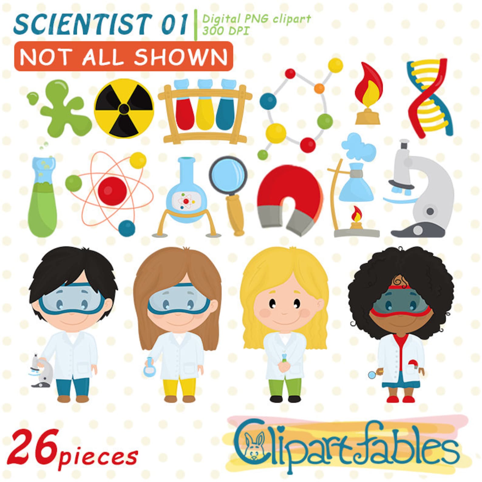 Cute SCIENTIST Kids Clipart, Science Clip Art, Scientist Clipart ...