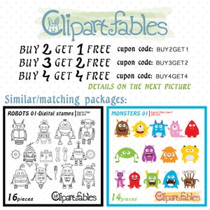 Cute MONSTERS Digital Stamps, Creepy Aliens, PNG Stamps, Monster Party ...