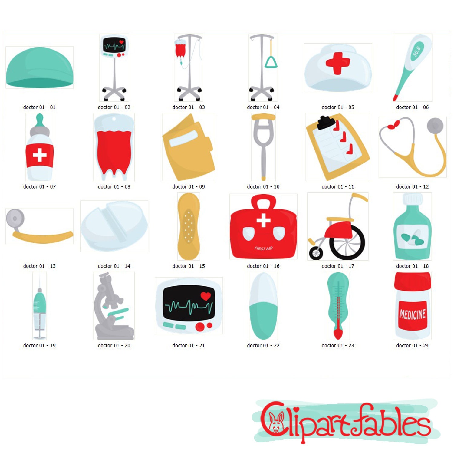 Cute HOSPITAL Clipart, Medical Supplies, Hospital Art, Health, Medicine ...