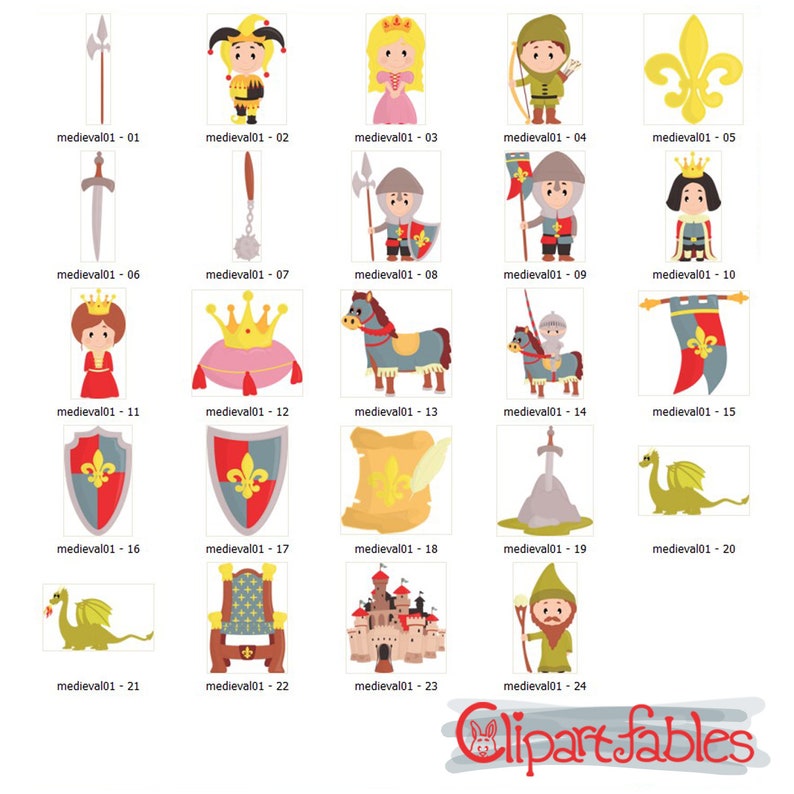 MEDIEVAL Clipart Fairy Tale Clip Art Arthur Clipart Boy | Etsy UK
