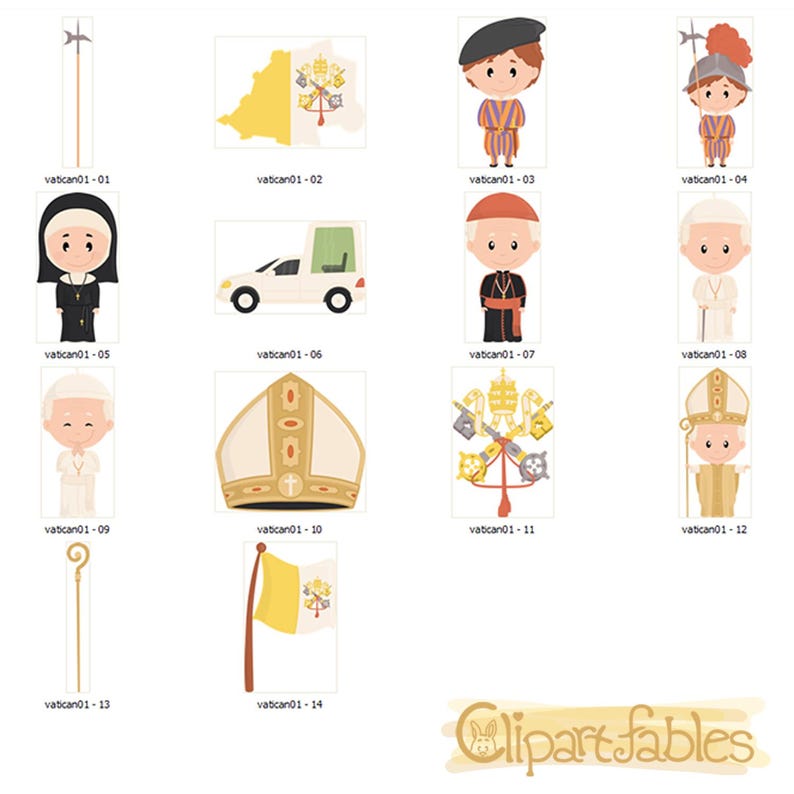 VATICAN CITY Clipart, Catholic Church, Cute Catholic Pope Illustrations ...