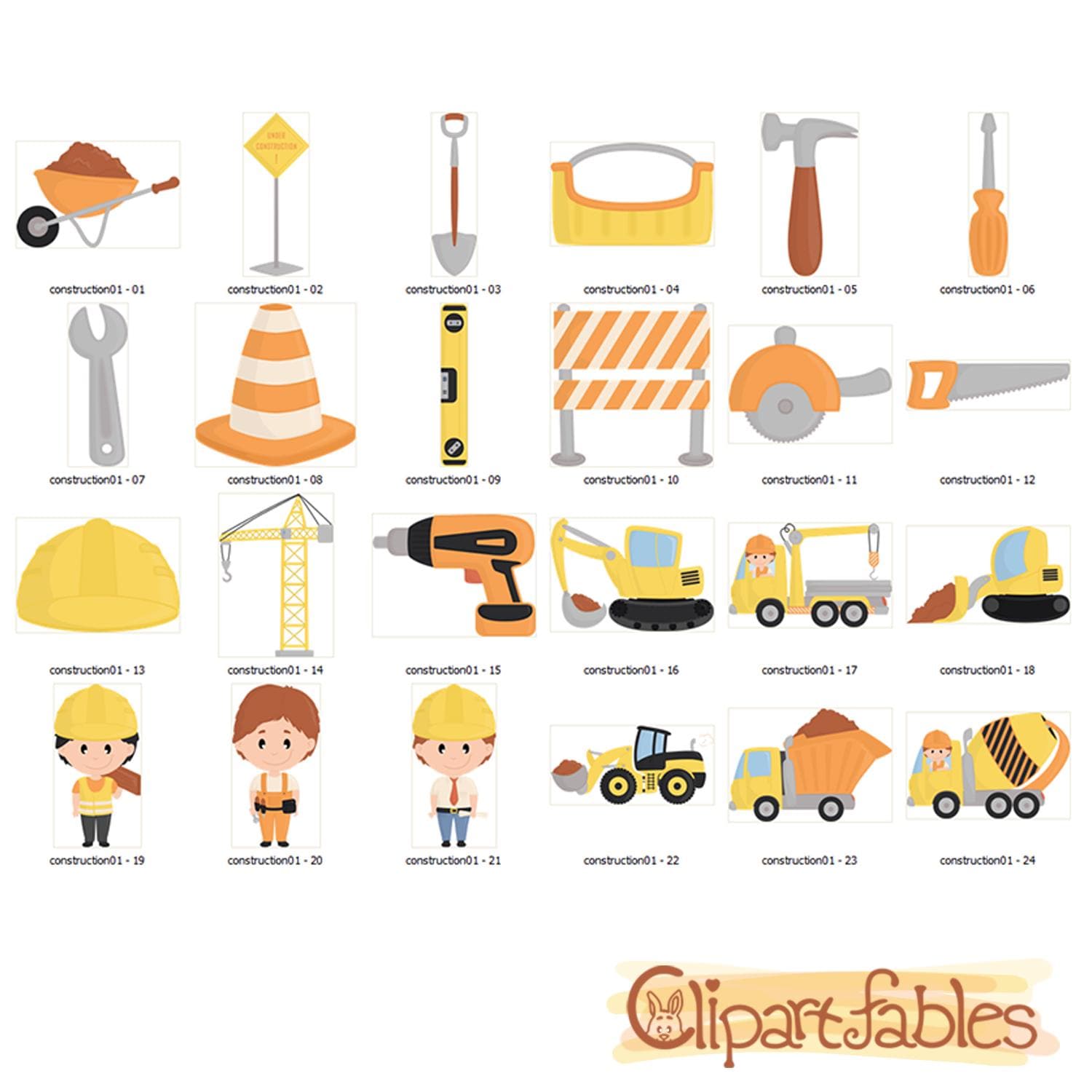 CONSTRUCTION Clipart, Digital Printable Art, Truck Clip Art, Bulldozer ...